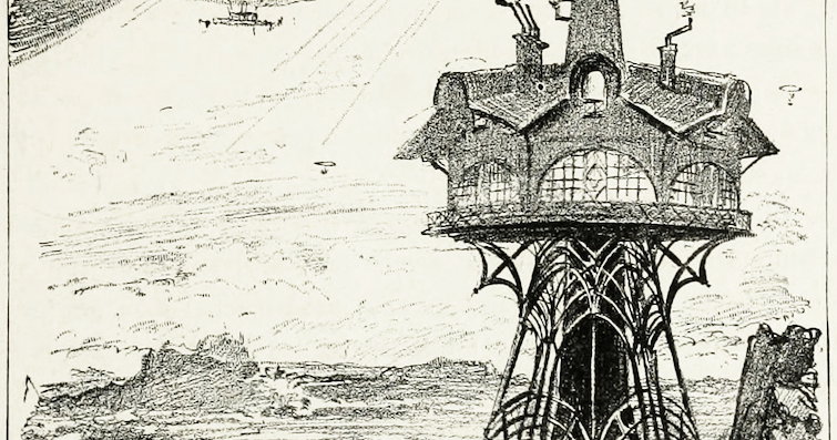 ‘The Lauterbrunnen Lighthouse’ by Albert Robida from La vie électrique ...