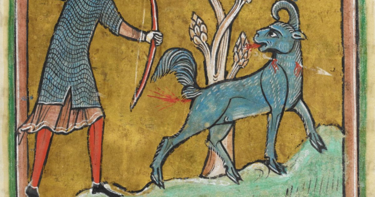 ‘Bonnacon’ from BL Royal MS 12 F XIII (ca. 1230) | Public Domain Image ...