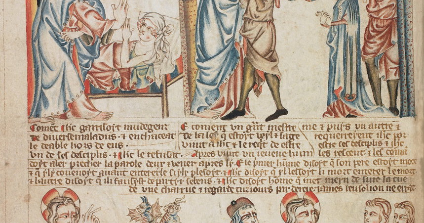 ‘Christ healing and casting out devils’ from The Holkham Bible Picture ...