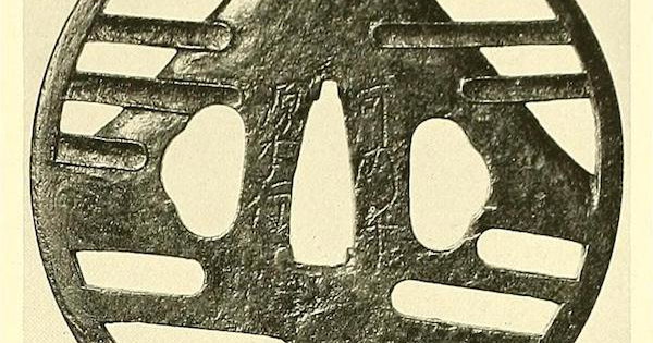 ‘Tsuba made of iron, openwork, with Mount Fuji in clouds.’ by Georg ...