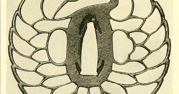 ‘Tsuba made of iron, openwork, shaped like a heraldic crane (so-called ...