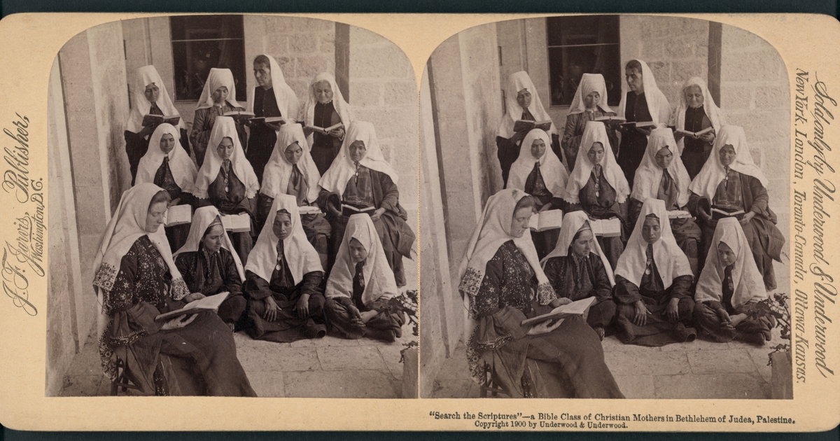 Bible class of Christian mothers in Bethlehem (ca. 1900) | Public ...