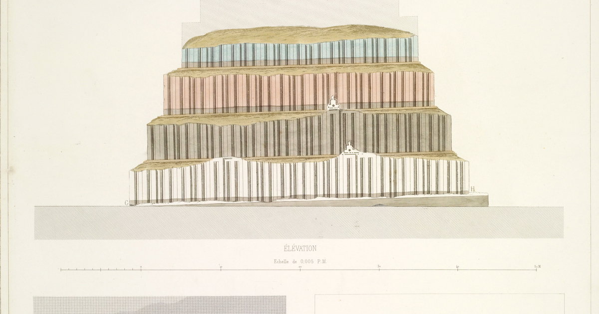 ‘Reconstruction drawing of “Observatoire” structure at Khorsabad, Iraq ...