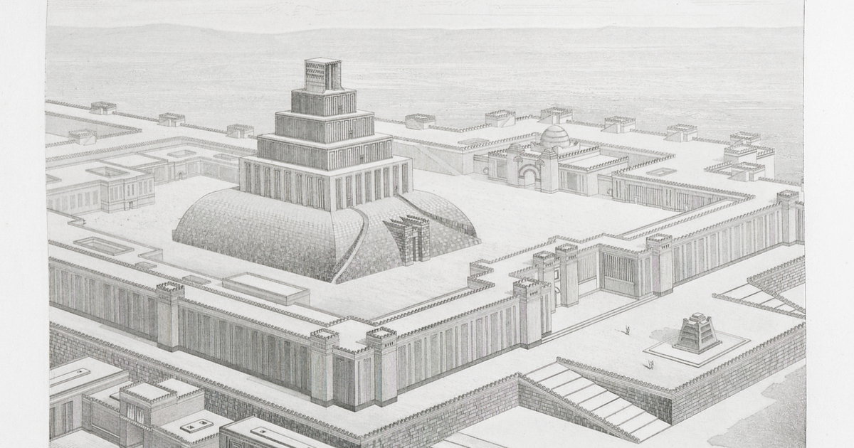 ‘Assyrian temple’ by Charles Chipiez, Georges Perrot from Histoire de ...