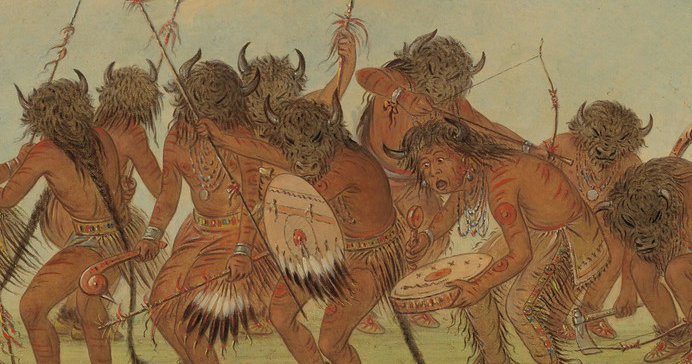 ‘Buffalo Dance - Mandan (Detail)’ by George Catlin (1861) | Public ...