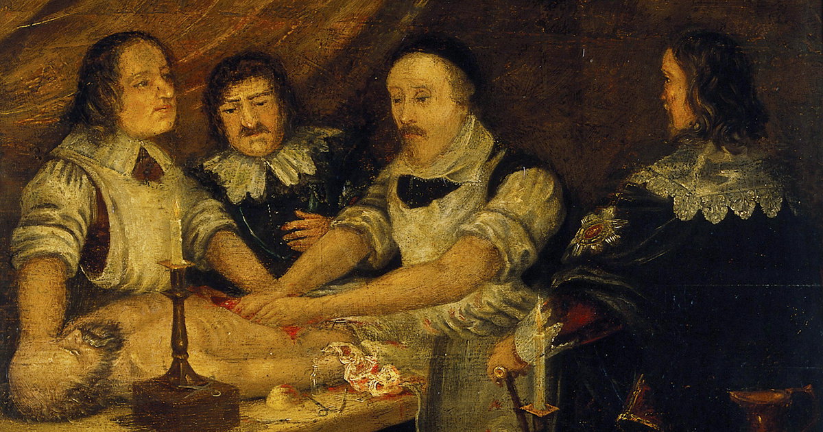 William Harvey dissecting the body of Thomas Parr (ca. 1900) | Public ...