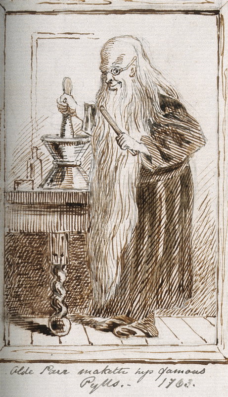‘Old Parr mixing his longevity pill formula’ by Matthews (ca. 1861 ...